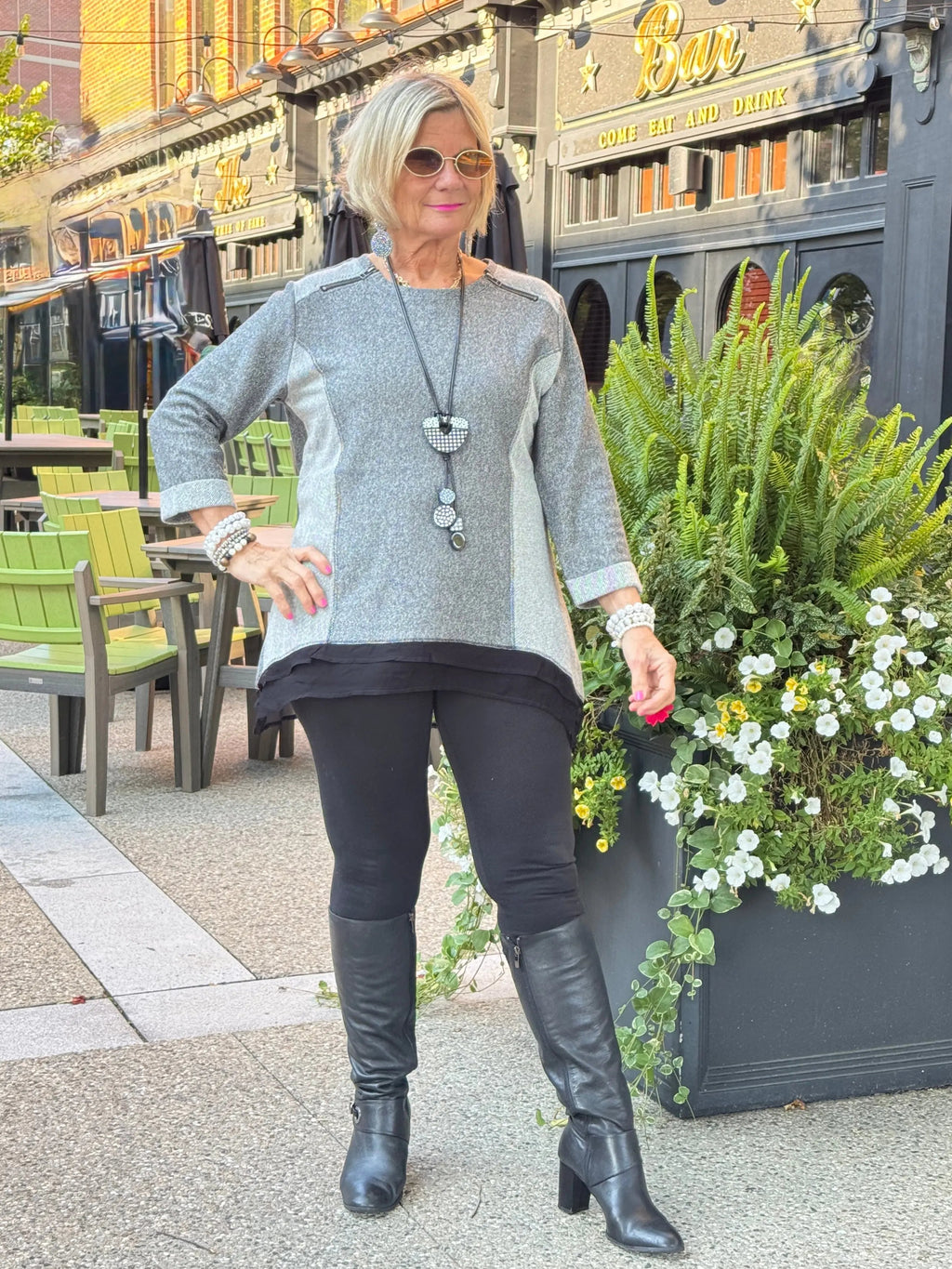 Two-Tone Tunic with Sheer Hem - Cathys Place